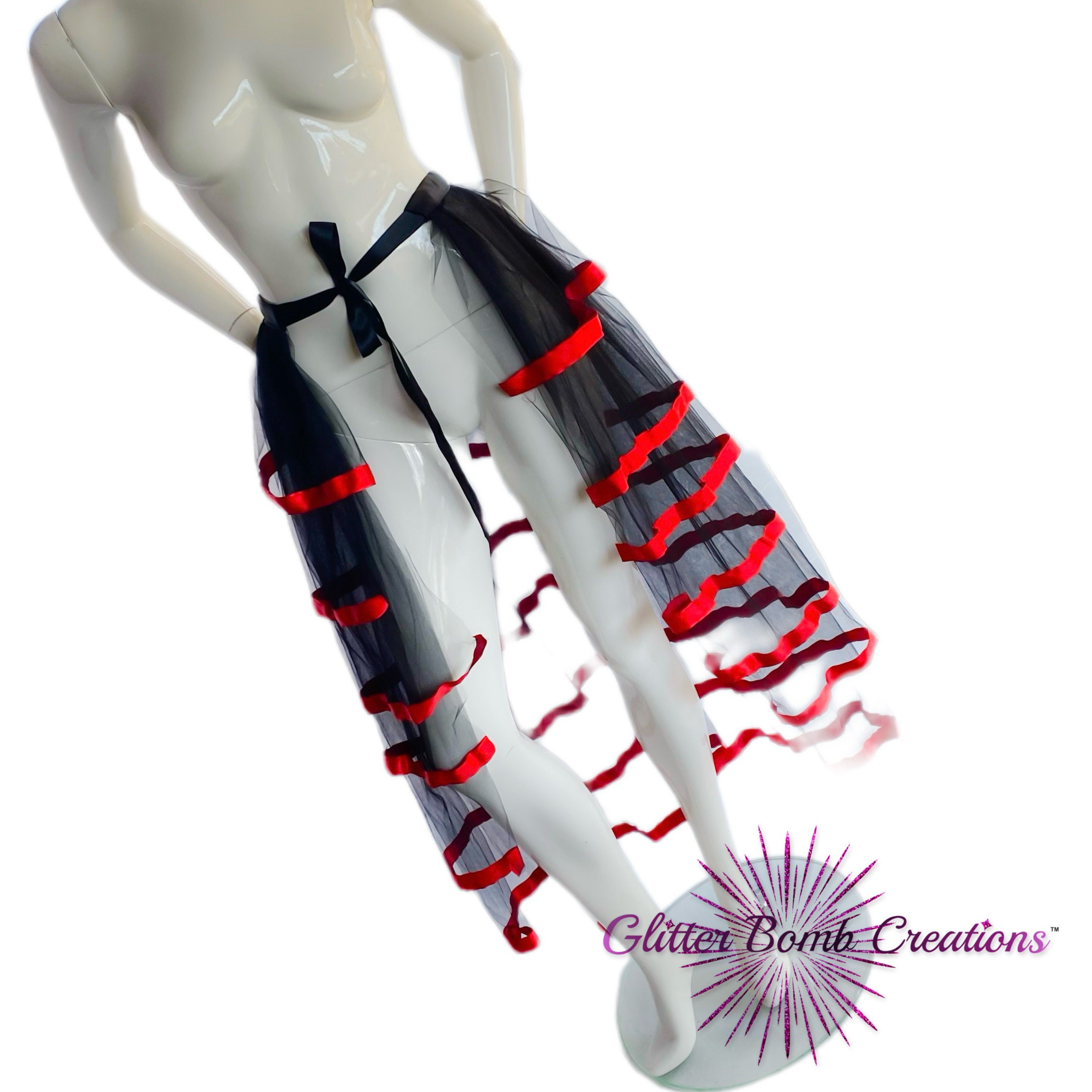 Black and Red Burlesque Bustle/ Tulle Net Bustle/ Tulle Half Skirt ...