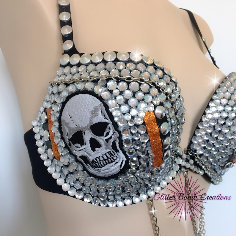 Sexy Biker Babe Bra/ Motorcycle Rally Bra/ Rhinestones and | Etsy