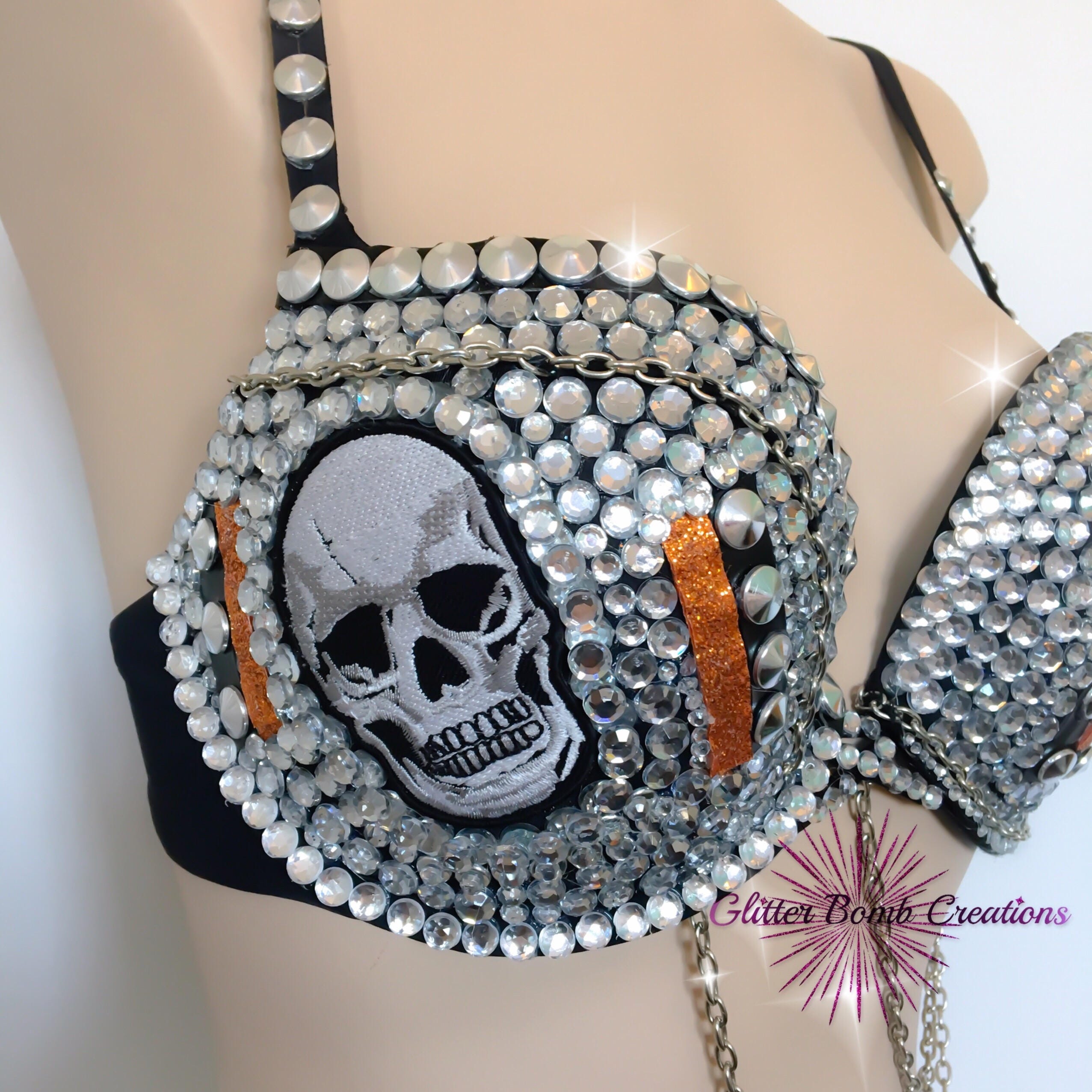 Sexy Biker Babe Bra/ Motorcycle Rally Bra/ Rhinestones and | Etsy