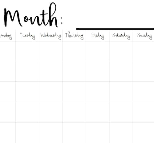 Printable Blank Monthly Calendar monday Start A3 11.7x16.5 - Etsy