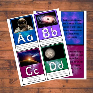 Printable Space Alphabet Flashcards - A to Z Learning - Tracing and ...