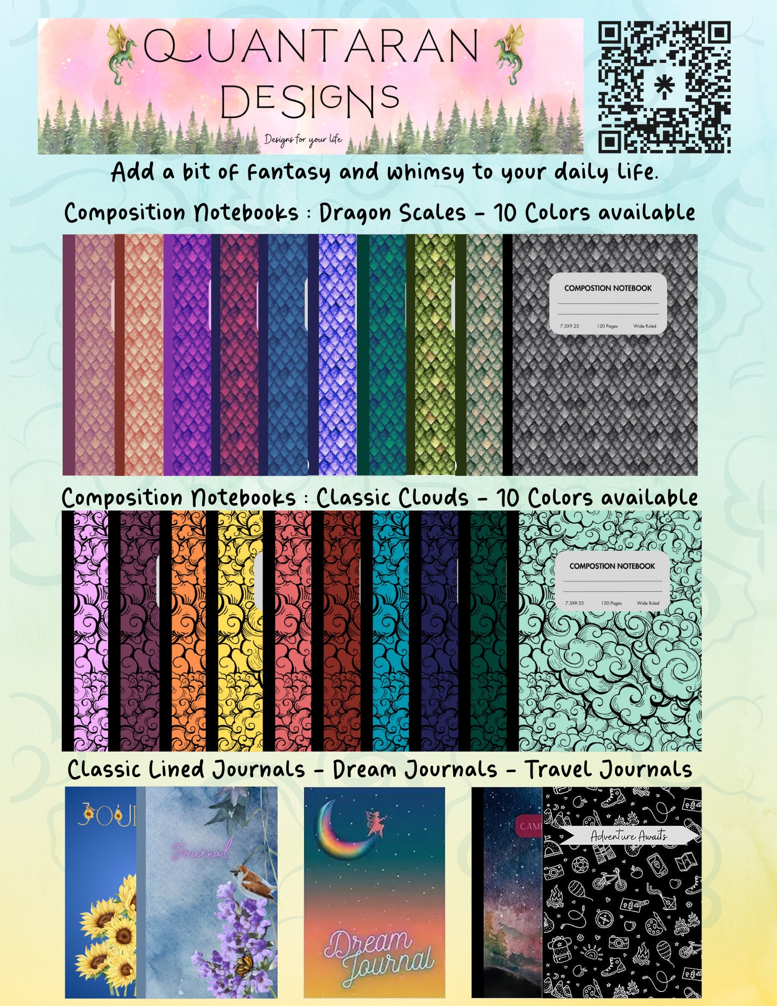 Whimsical Classic Clouds Sticky Notes to Do Notepad sticky Note Fantasy ...