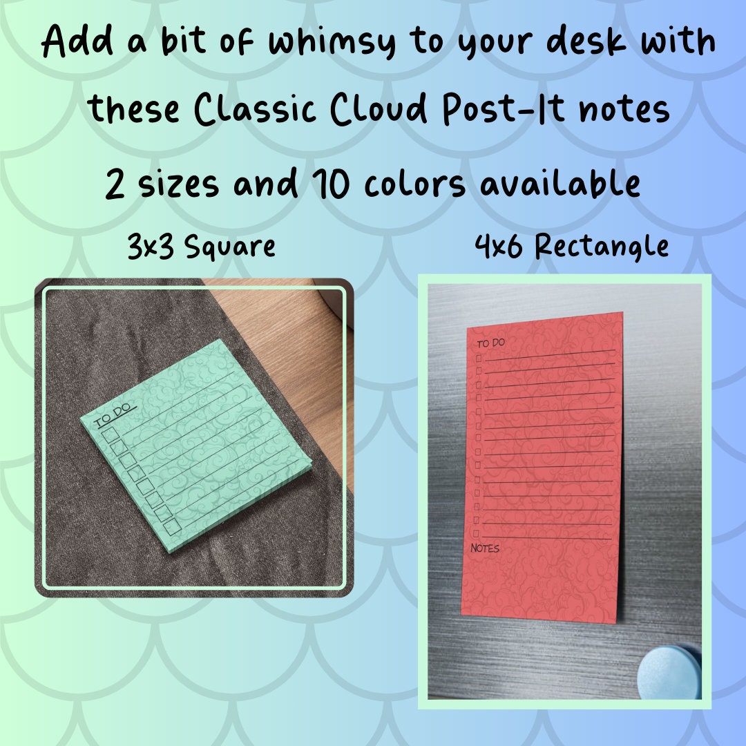 Whimsical Classic Clouds Sticky Notes to Do Notepad sticky Note Fantasy ...