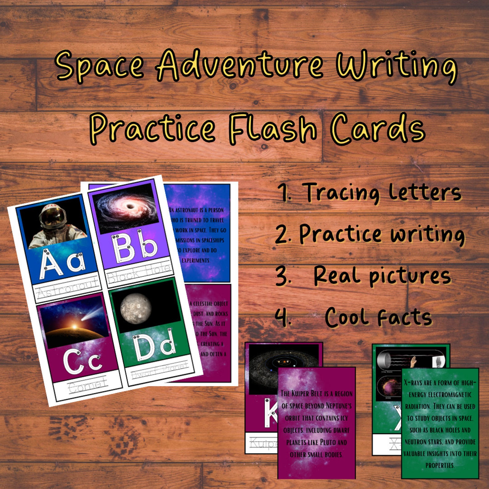 Printable Space Alphabet Flashcards - A to Z Learning - Tracing and ...