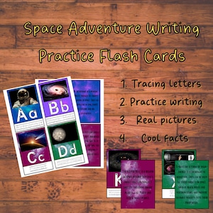 Printable Space Alphabet Flashcards - A to Z Learning - Tracing and ...