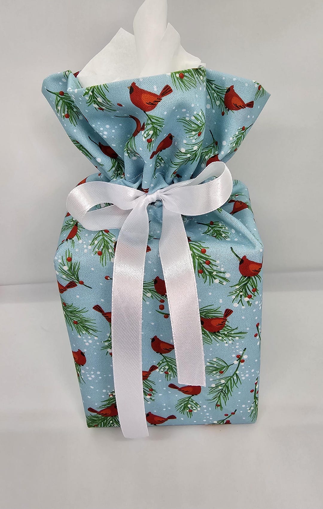 Fabric Tissue Box Cover, Handmade, Kitchen, Holiday Cardinal, Holiday ...