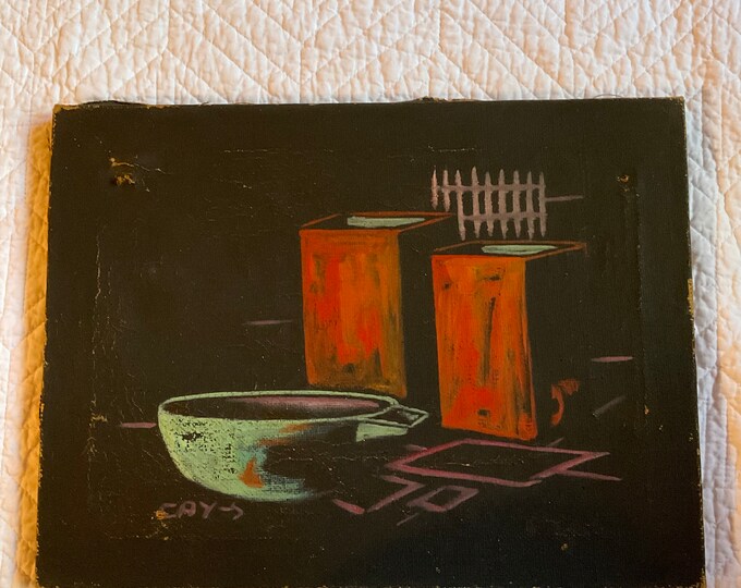 Vintage Clay Pots Oil PAINTING Hand Painted Original C1950s Denmark Art ...