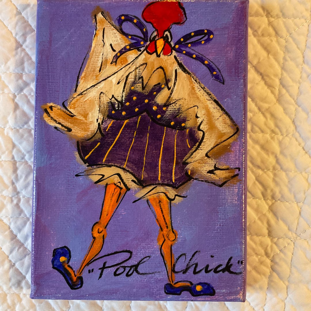 POOL CHICK Portrait Hand Painted Original PAINTING by Buchanan Art Home ...