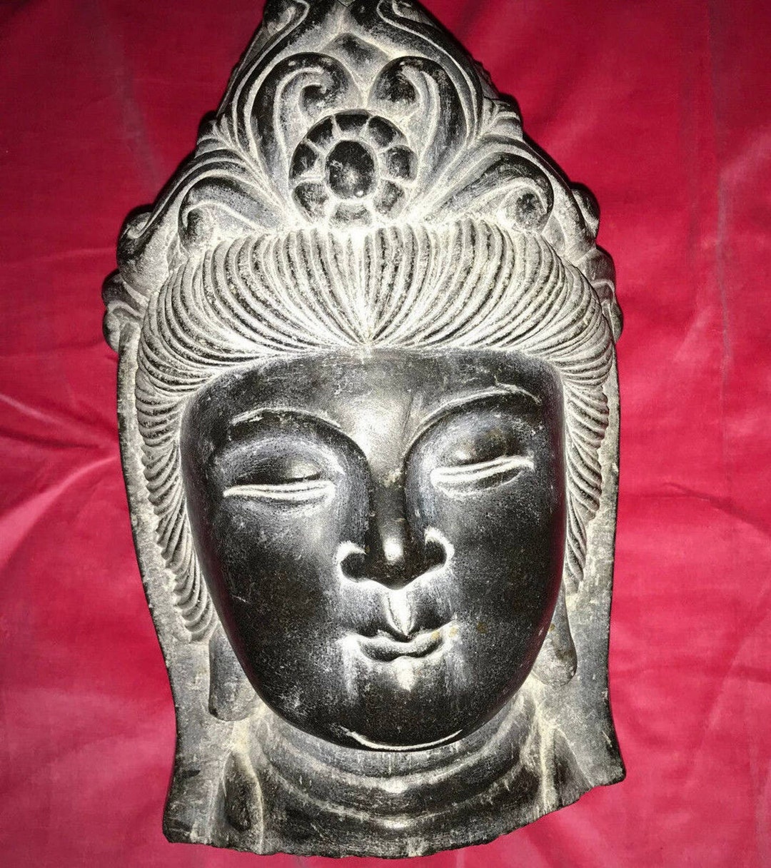 Antique Hand Carved Stone Head Statue Sculpture Bust Guanyin Buddhist ...