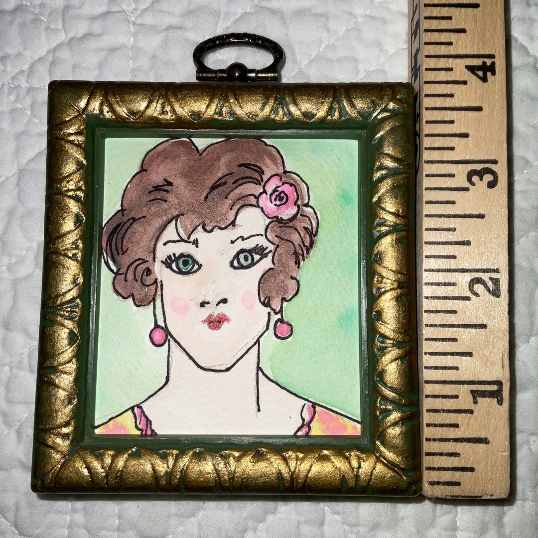 Cute Flapper Lady Woman Portrait Drawing Watercolor PAINTING Hand Drawn ...