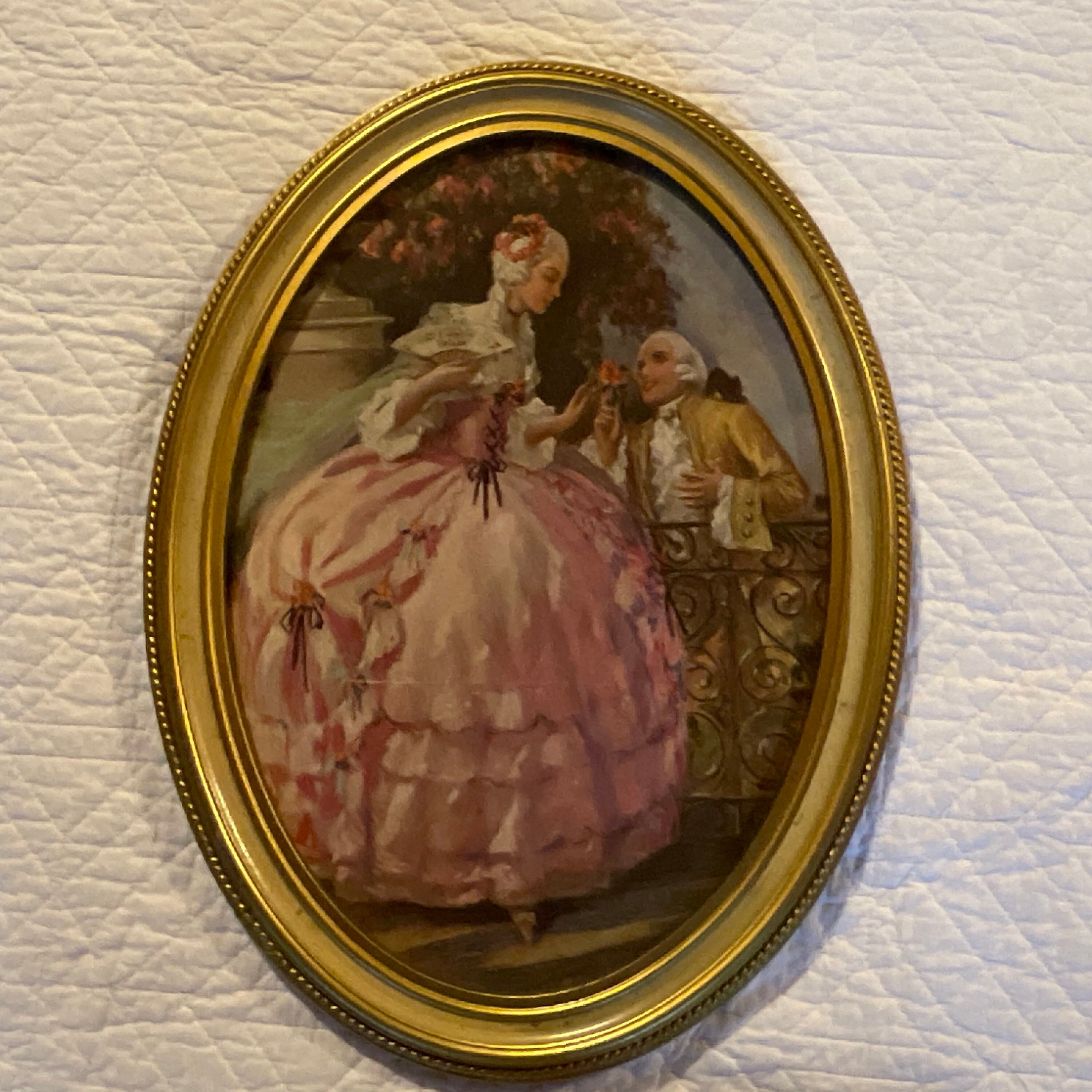 Vintage Lady Woman PRINT Original Painted Oval Frame With - Etsy