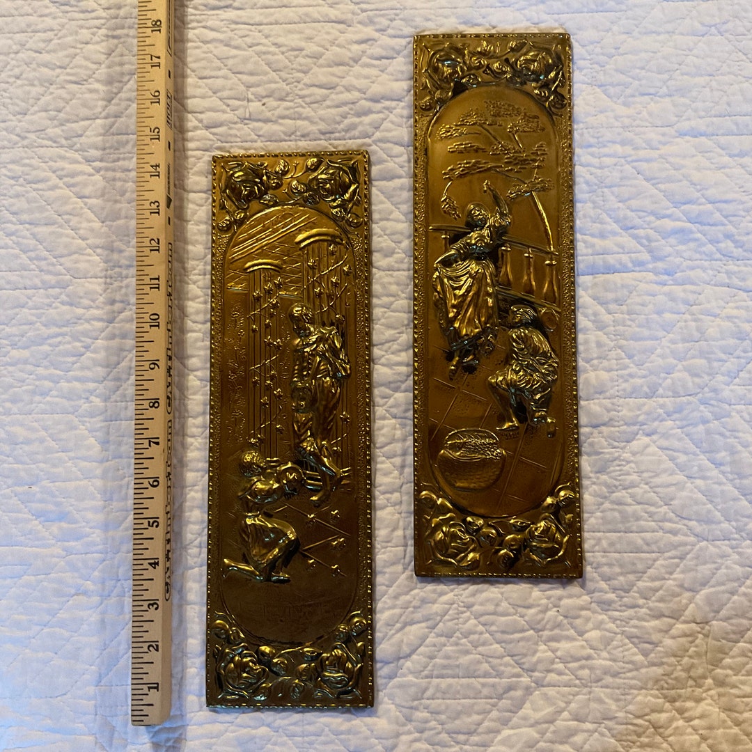 Vintage Gold Romantic Set of 2 Metal Embossed Plaques Art Home - Etsy