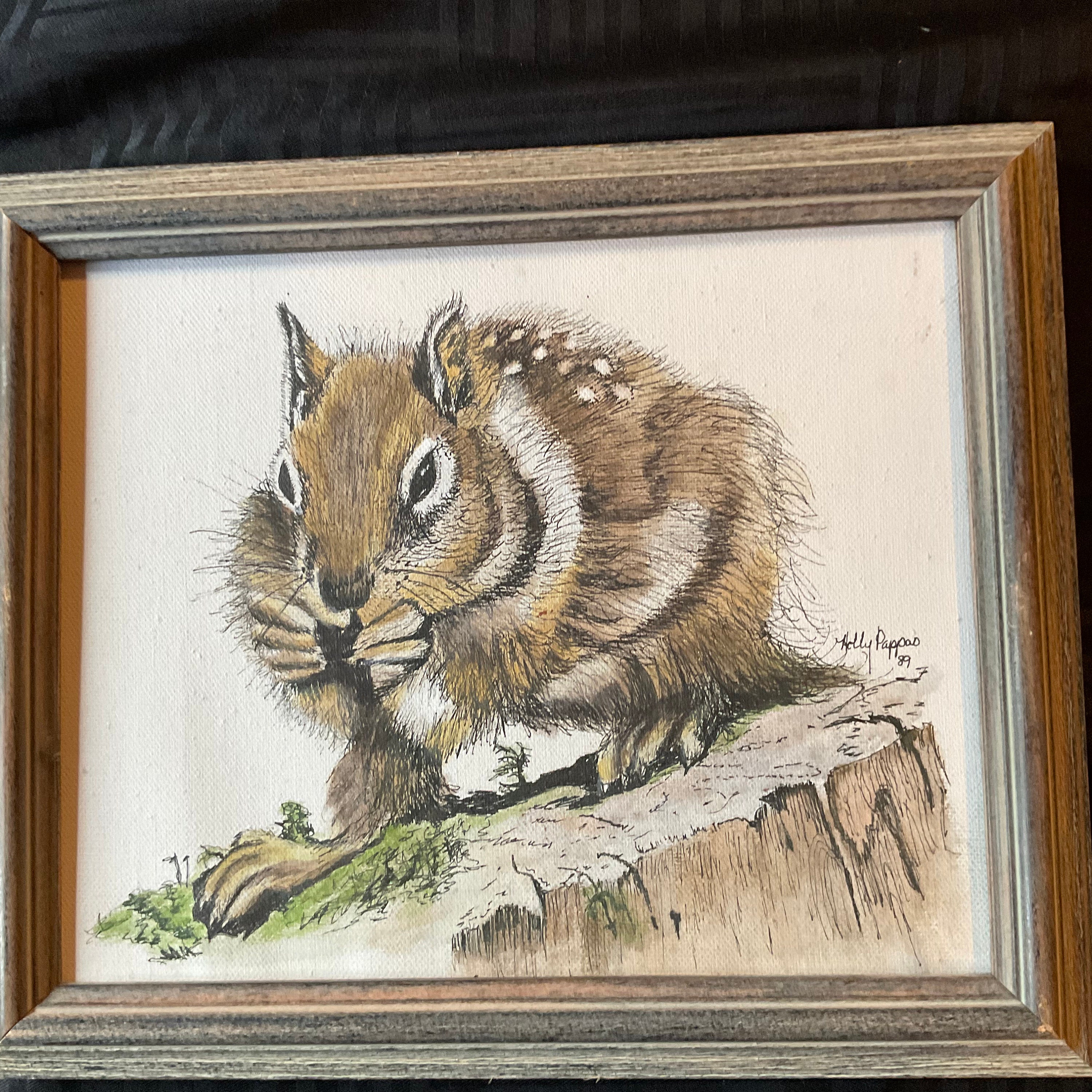 Vintage Chipmunk PAINTING Hand Painted Original Art Home Decor - Etsy