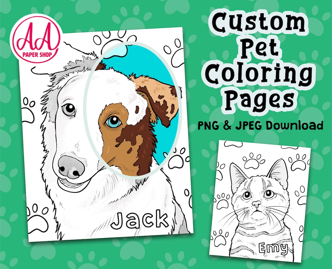 Custom Pet Coloring Pages - Portrait Drawing - Page Download - Memorial ...