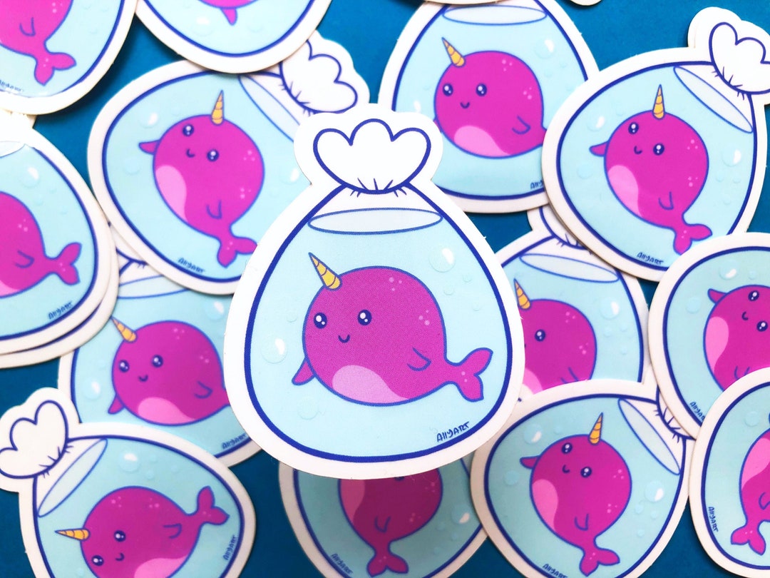 Cute Narwhal Sticker - Kawaii Animal Sticker - Small Animal Stickers ...