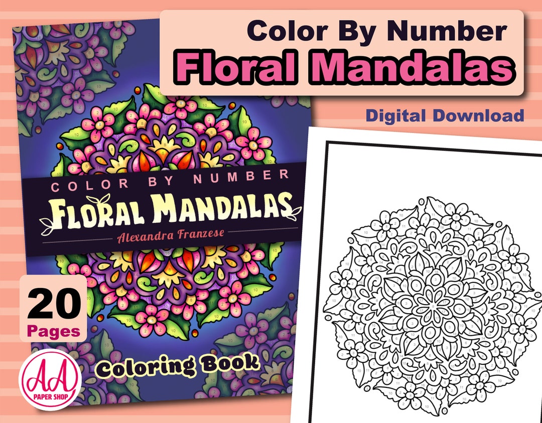 Color by Number Mandala Coloring Pages, Floral Mandala Coloring Book ...