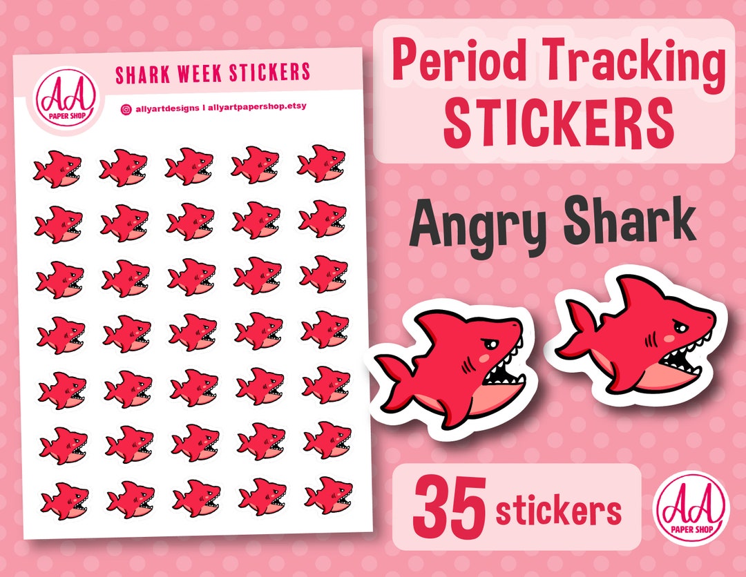Period Tracking Stickers, Shark Week Stickers, Cute Animal Calendar ...