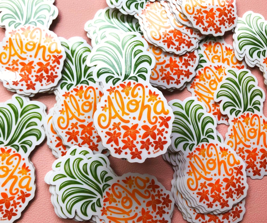 Tropical Aloha Stickers - Hawaii Stickers - Pineapple Stickers ...