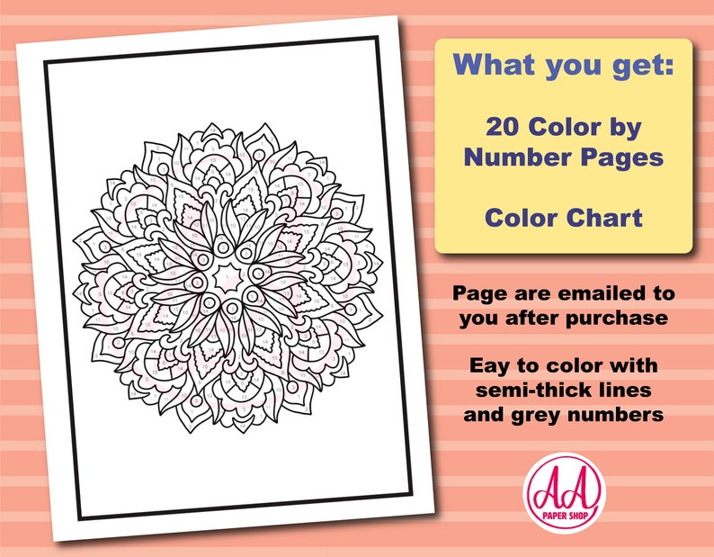 Color by Number Mandala Coloring Pages Floral Mandala - Etsy Australia