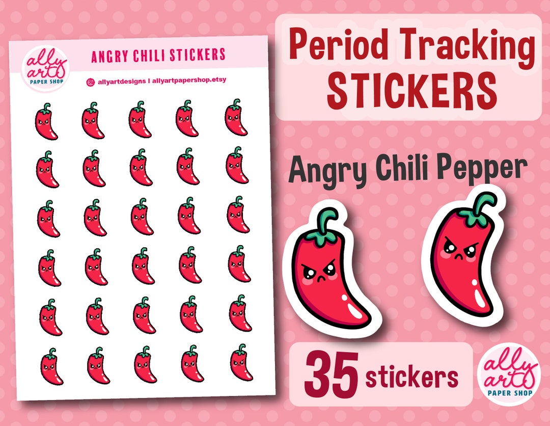 Period Tracking Stickers - Angry Chili Stickers - Cute Calendar ...