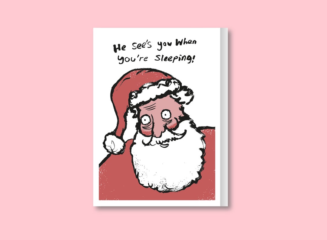 Funny Adult Christmas Card Santa Sees You When Your Sleeping - Etsy