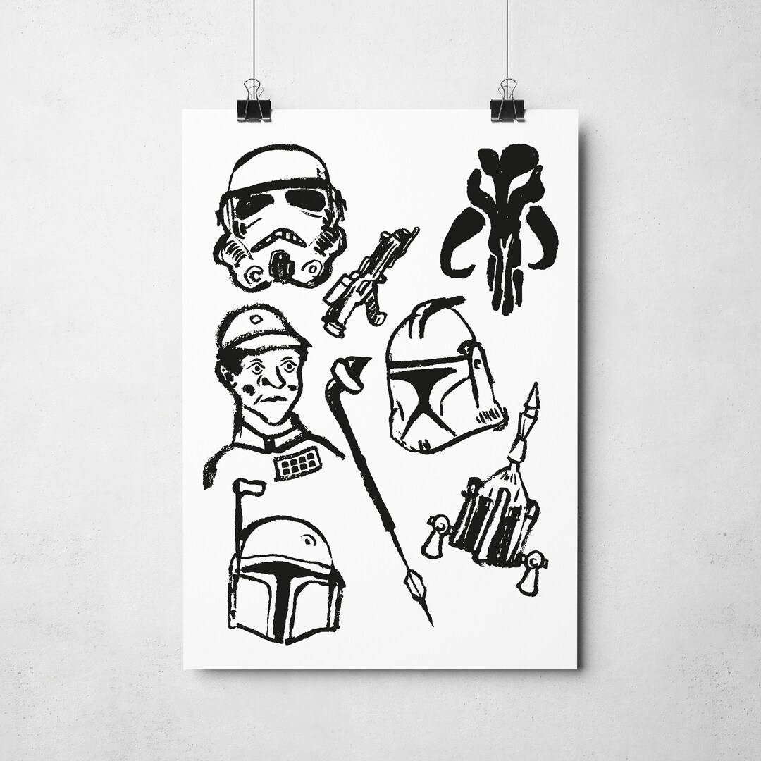 Starwars Inspired Doodle Premium Print - Etsy