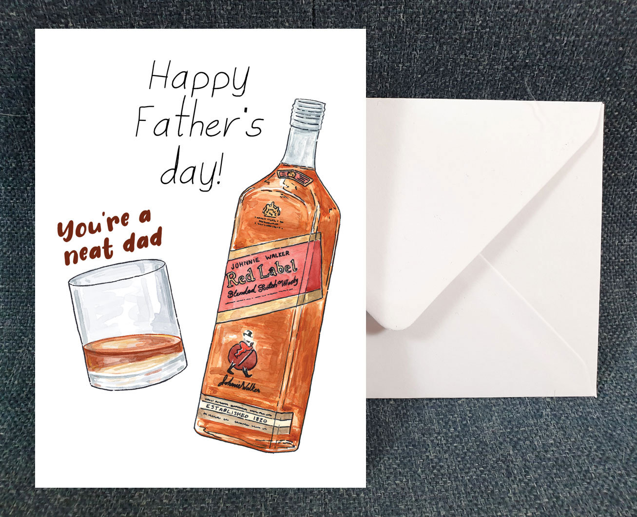 You're a Neat Dad Happy Fathers Day Whisky Art Card - Etsy