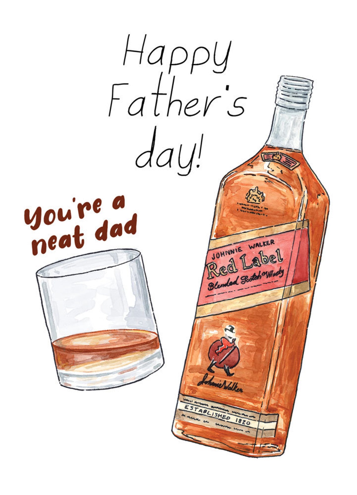 You're a Neat Dad Happy Fathers Day Whisky Art Card - Etsy