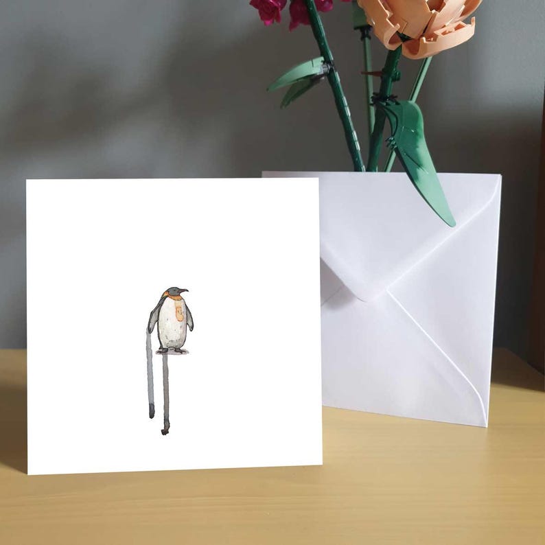 Penguin - Watercolour Drip Print - Art Greeting Card #4006 - Etsy
