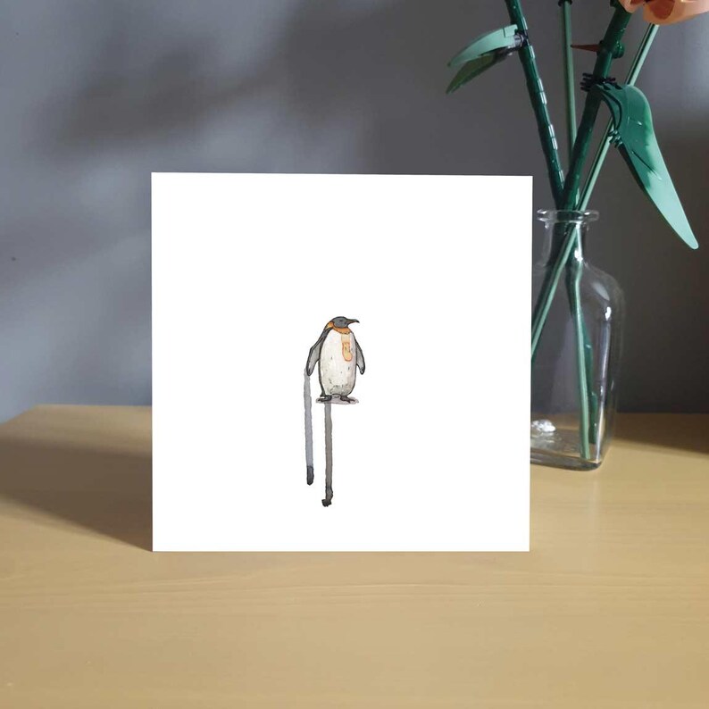 Penguin - Watercolour Drip Print - Art Greeting Card #4006 - Etsy