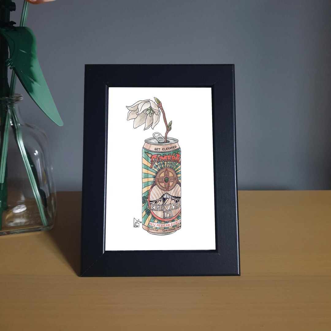 New Mexico Yucca Flower in La Cumbre Elevated IPA Can #131 - Framed 4x6 ...
