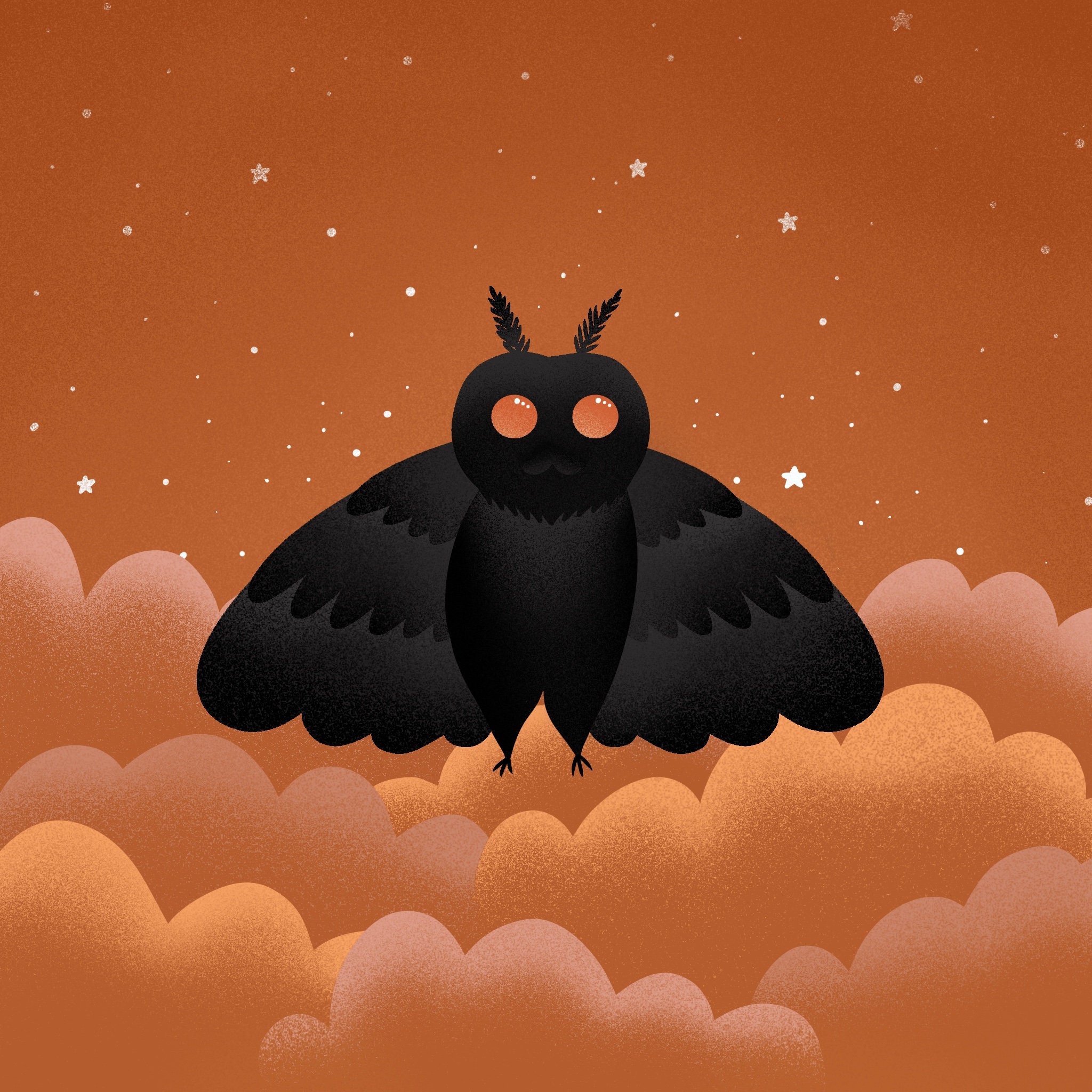 Kawaii Mothman 8x8 Art Print - Etsy