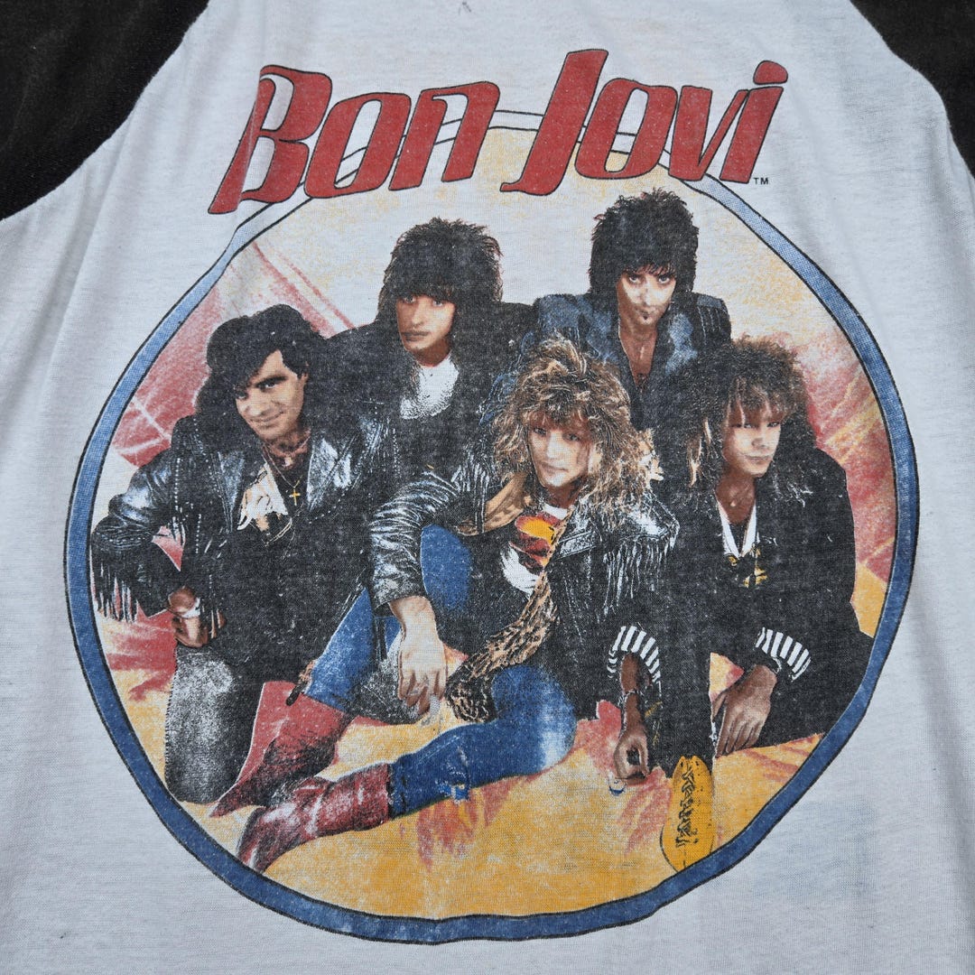Vintage 1987 BON JOVI Slippery When Wet Tour Raglan SHIRT Includes ...