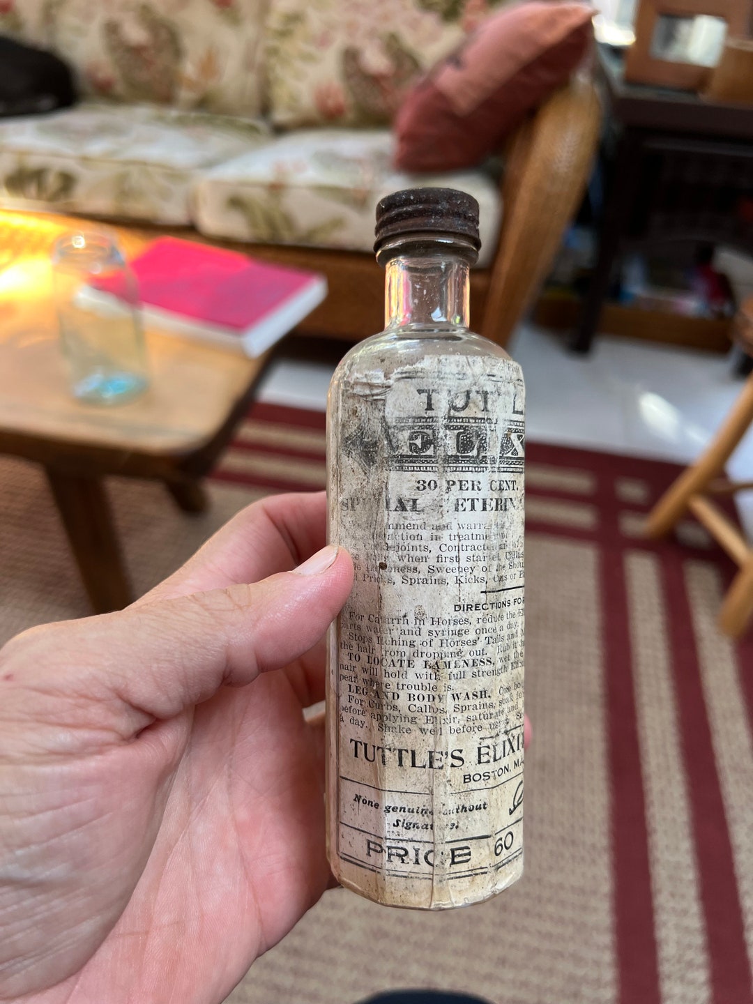 Antique Tuttle's Elixer Co. Boston, Mass Embossed Medicine Bottle With ...
