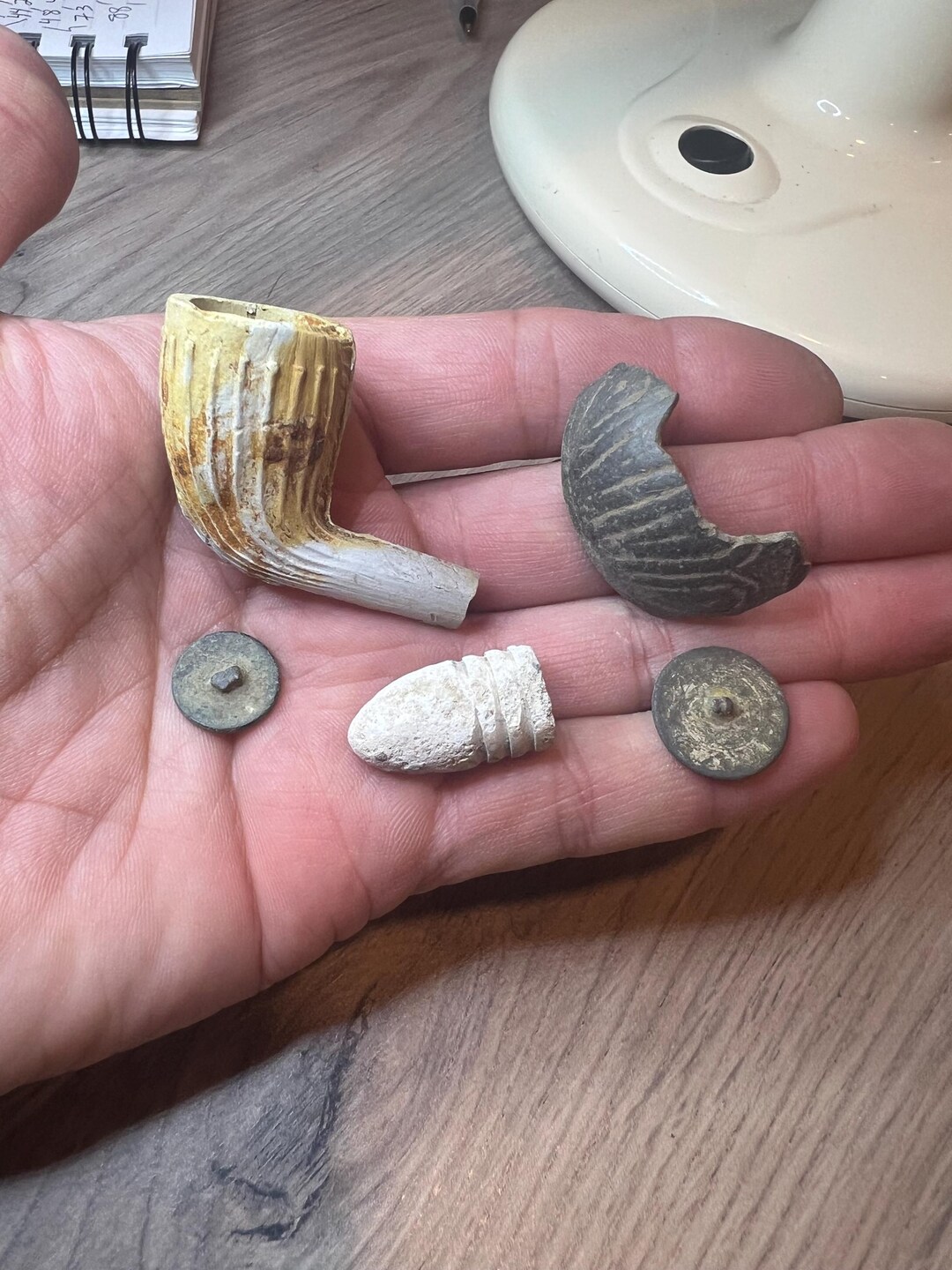 Dug Civil War Relics From Richmond, Va. Clay Pipe, Buttons, 3-ring ...