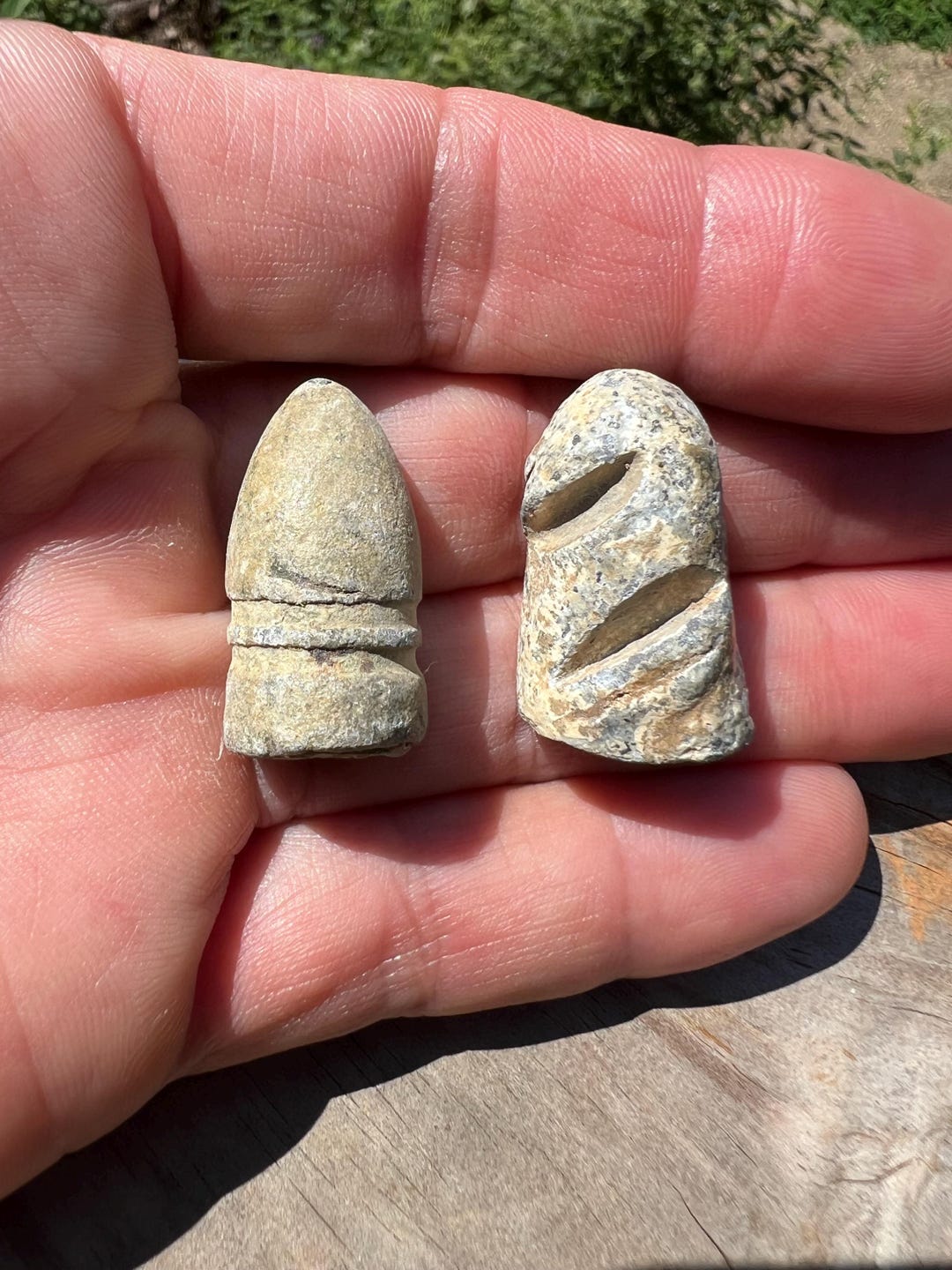 Dug Dropped Civil War Confederate Gardner Bullet & A Knife Carved ...