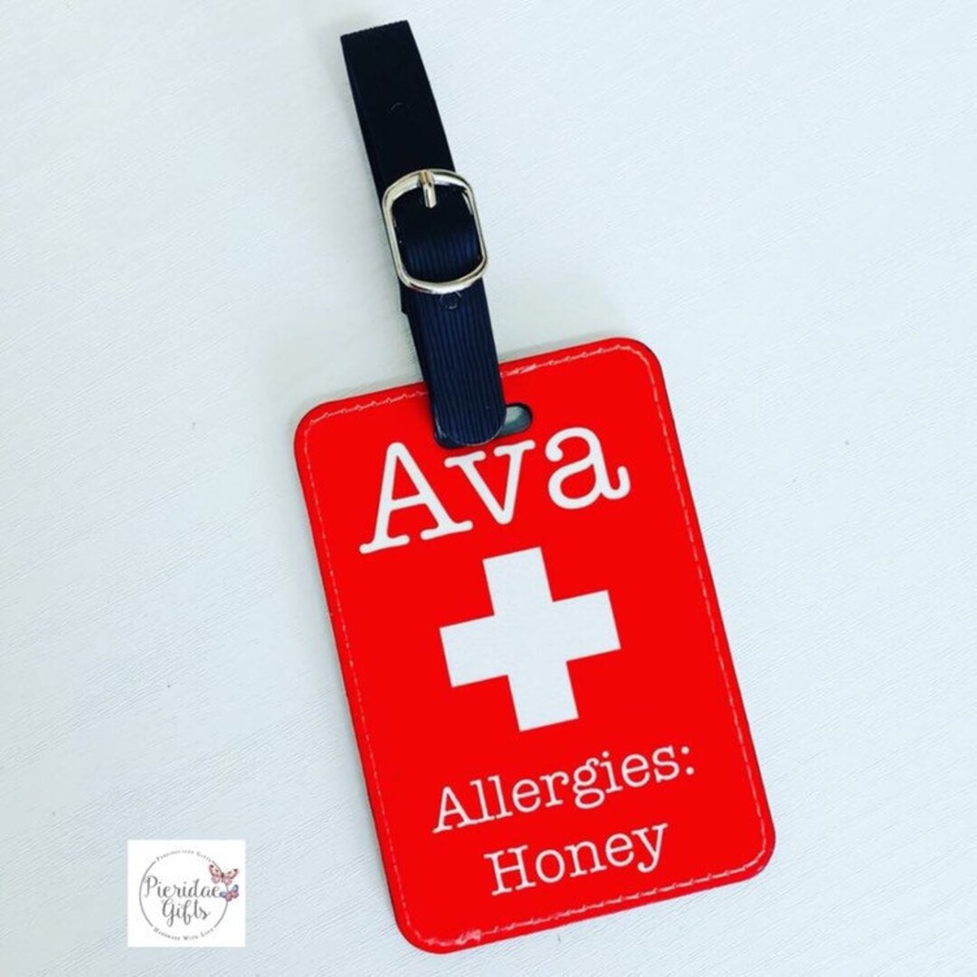 Personalised Allergy Bag Tag, Epi Pen Bag Alert Tag, Medicine Tag ...