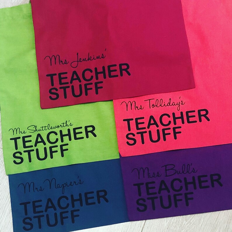 Personalised Teacher's Stuff Tote Bag, End of Term Gift, Teacher's Gift ...