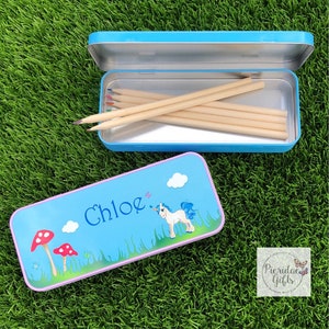 Personalised Metal Pencil Tin, School Pencil Tin, Colouring Pencil Case ...