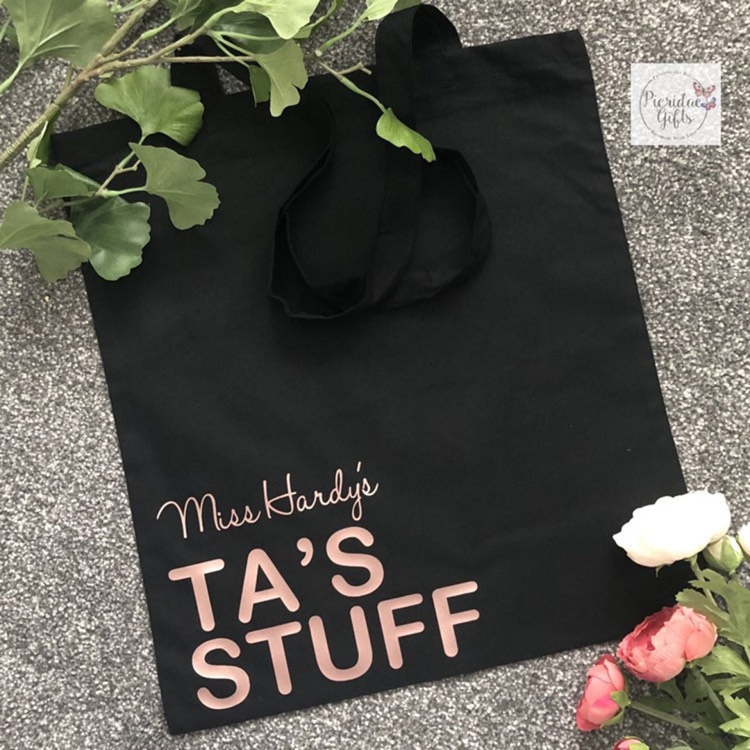 Personalised Ta's Stuff Tote Bag, End of Term Gift, Teacher's Gift ...