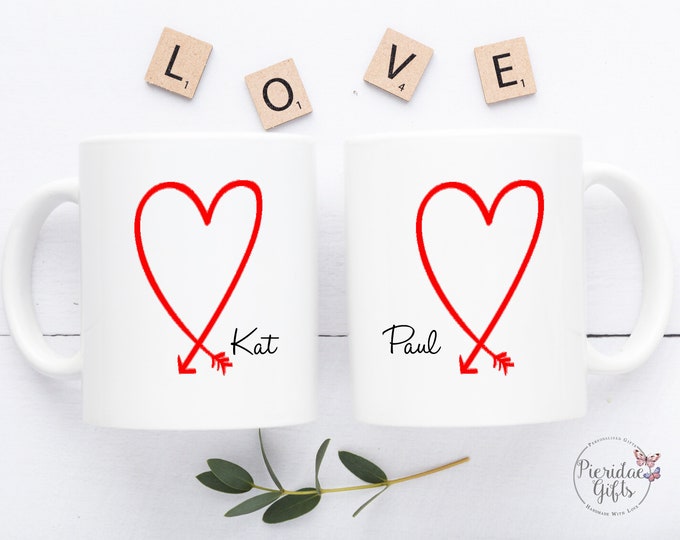Matching Personalised Heart Mug Set - Etsy