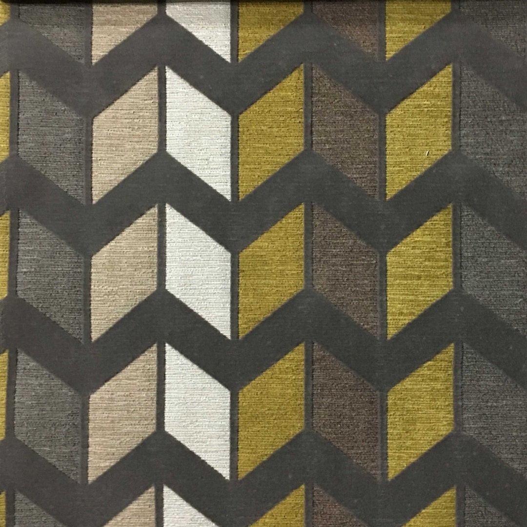 Upholstery Fabric - Ziba - Curry - Modern Texture Chevron Pattern ...