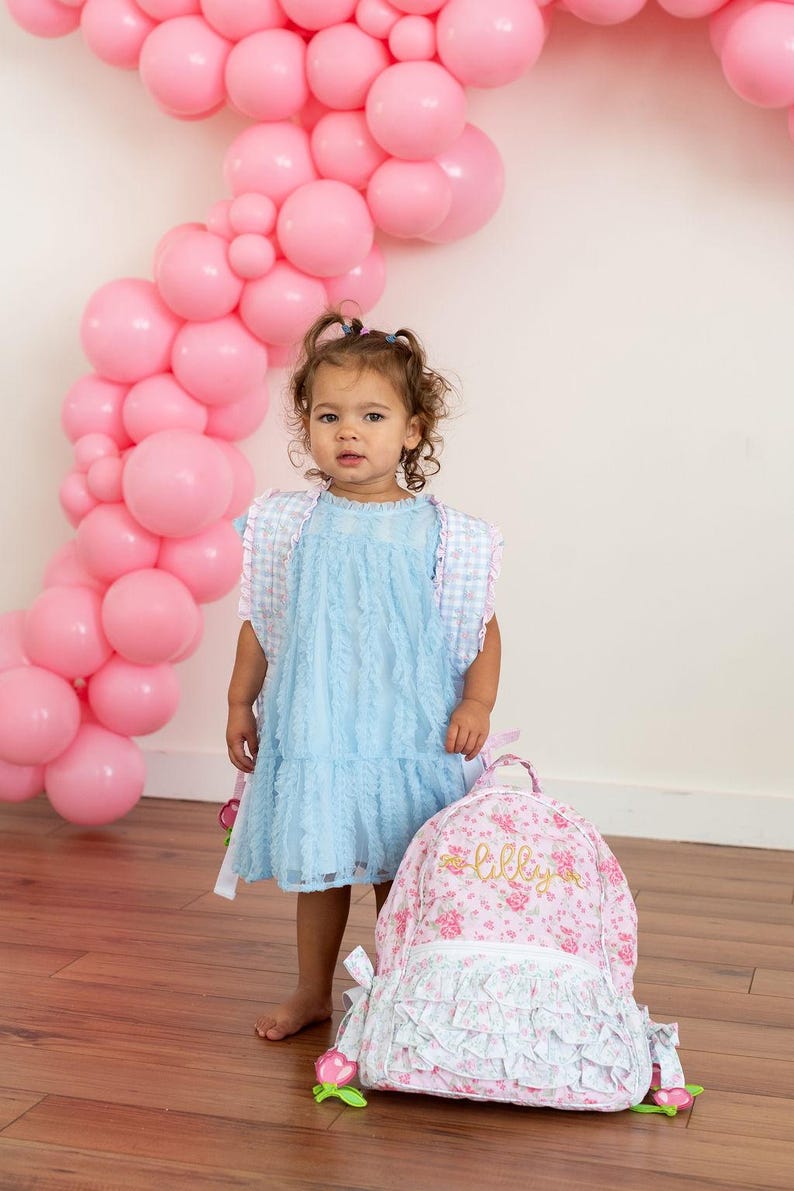 Back to School! Girls Ruffle Backpack With Bag Charms, Personalized and ...