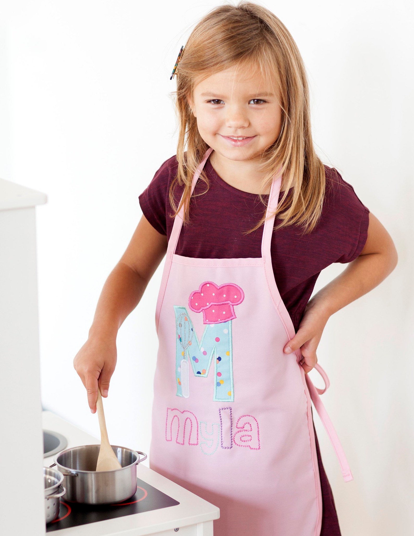 Personalized Kids Apron With Matching Chef Hat, Girls Apron ...