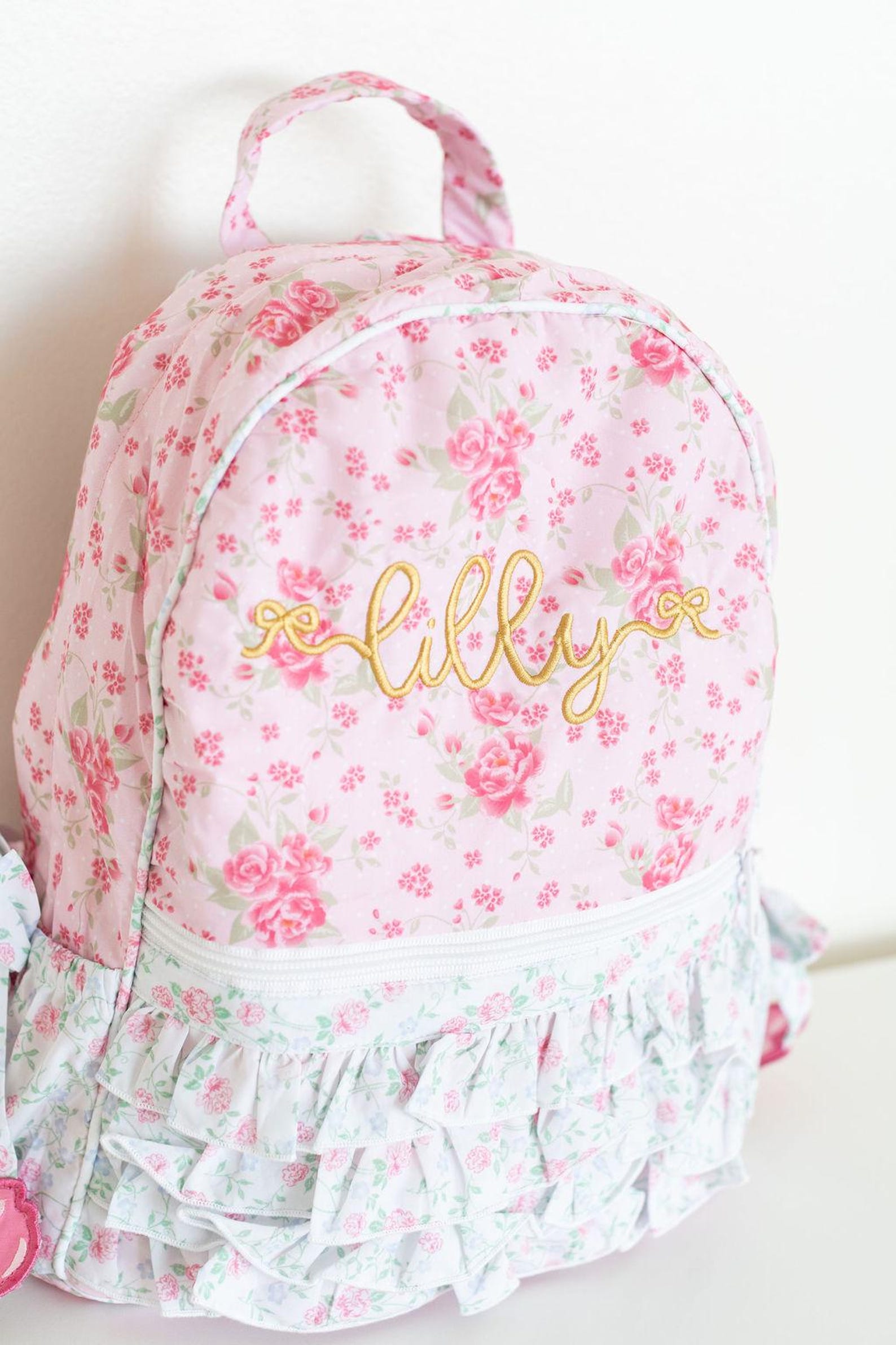 Toddler Girls Ruffle Backpacks With Bag Charms, Personalized Preschool ...