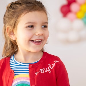 Girls Personalized Embroidered Apple Cardigan: Back to School Outfit - Etsy