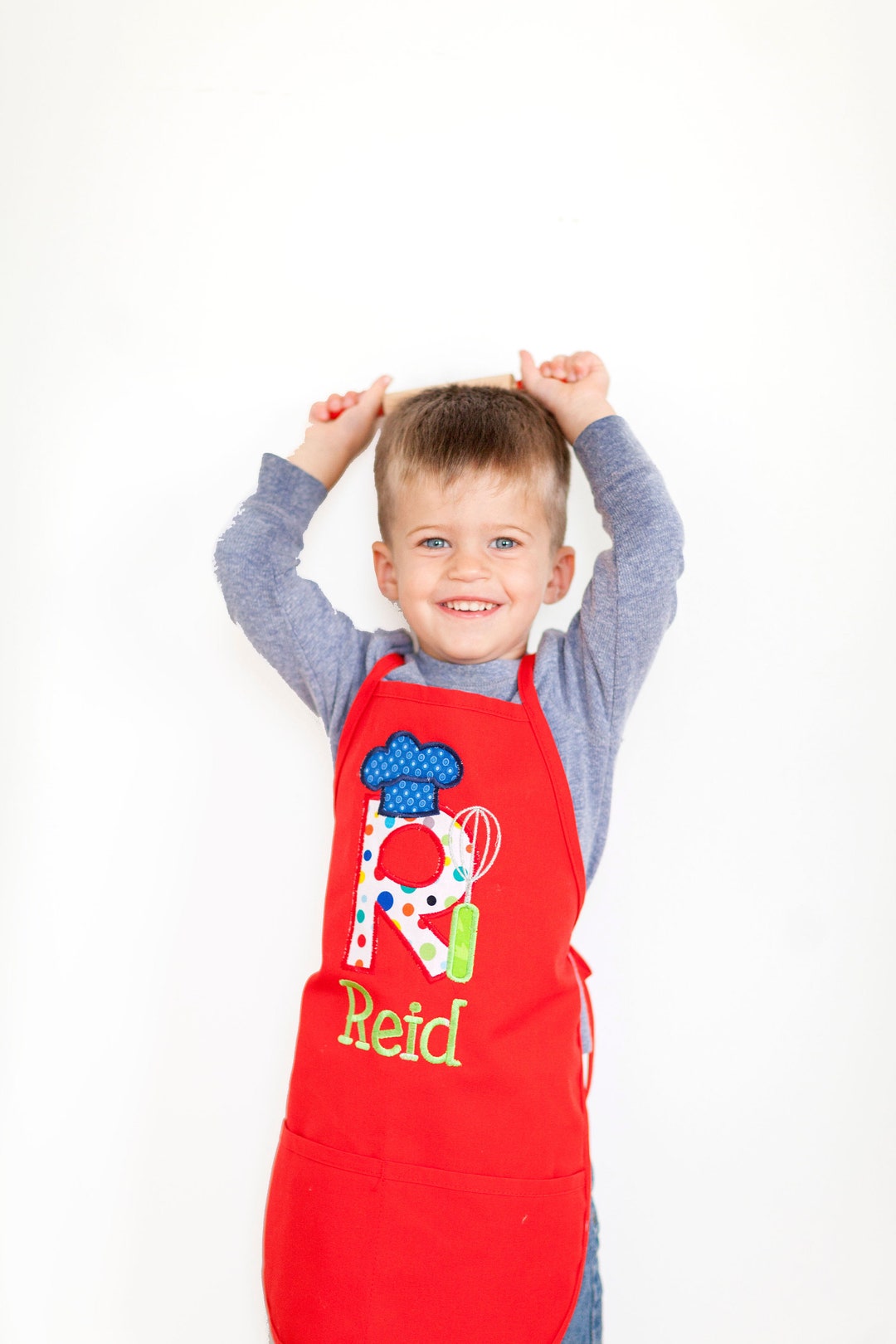 Boys Apron, Boys Personalized Kids Apron, Boys, Monogram Appliqué ...