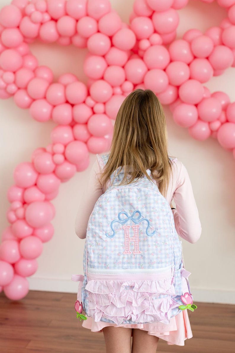 Back to School! Girls Ruffle Backpack With Bag Charms, Personalized and ...