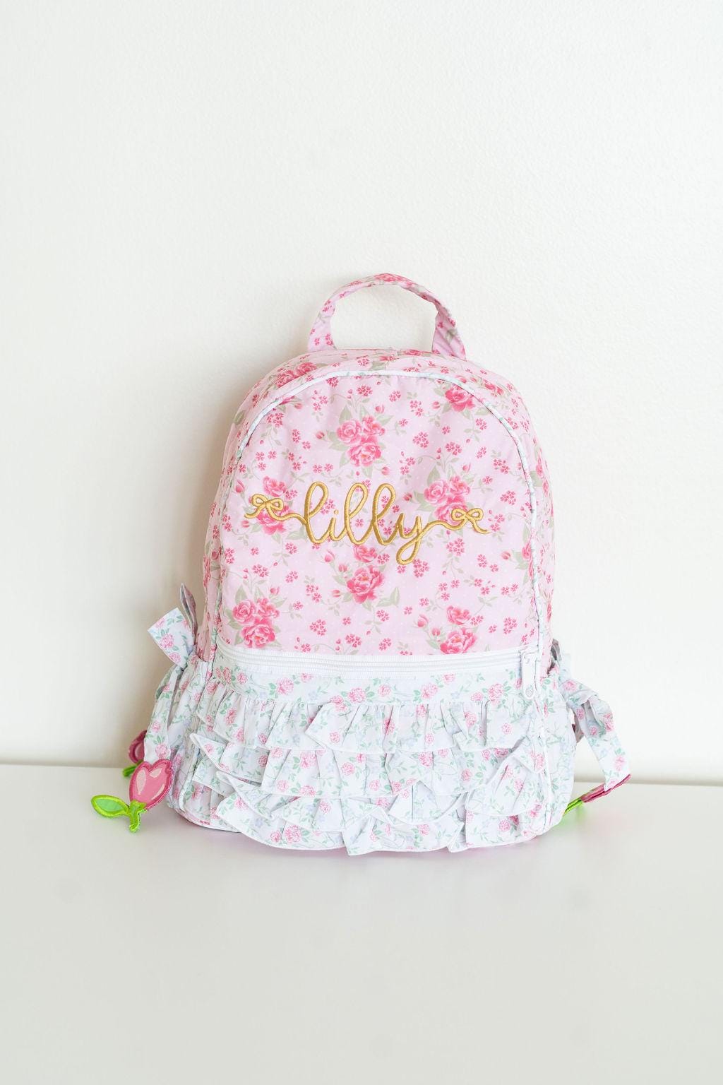 Toddler Girls Ruffle Backpacks With Bag Charms, Personalized Preschool ...