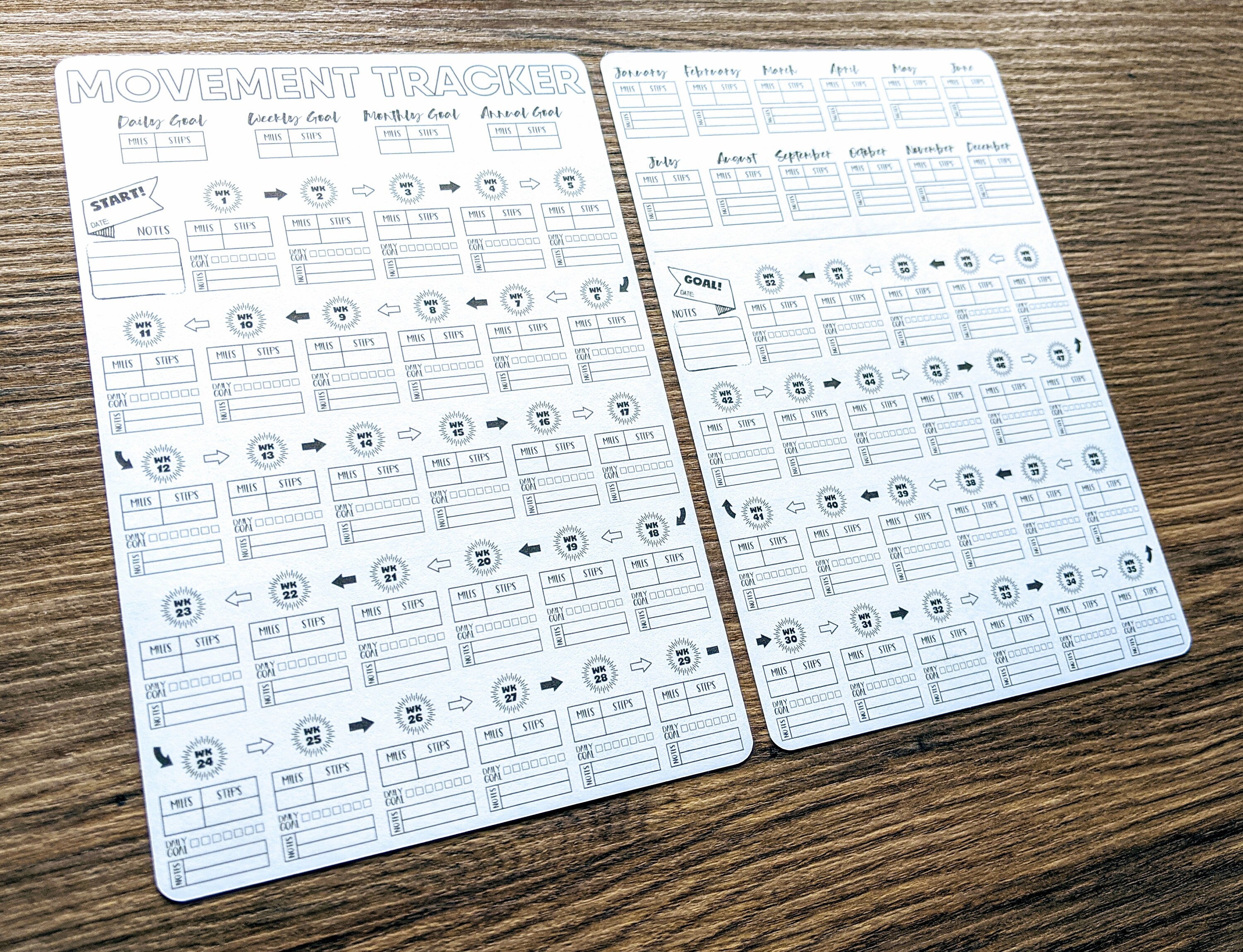 Digital Download Bundle ANNUAL MOVEMENT TRACKER Two Pages | Etsy